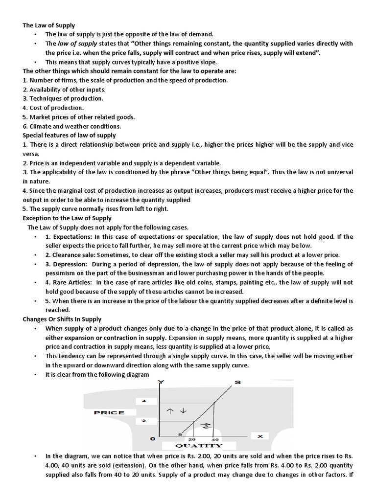 The Law of Supply | PDF | Economic Theories | Supply (Economics)