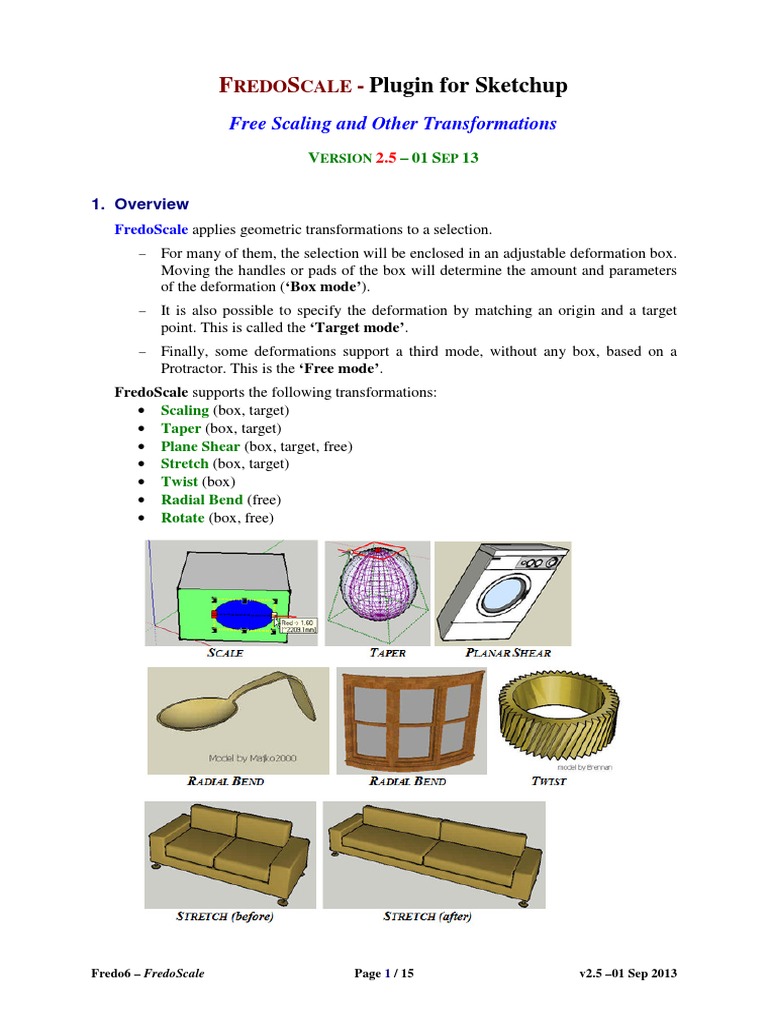 FredoScale Plugin for SketchUp 2.5 | PDF | Sketch Up | Icon (Computing)