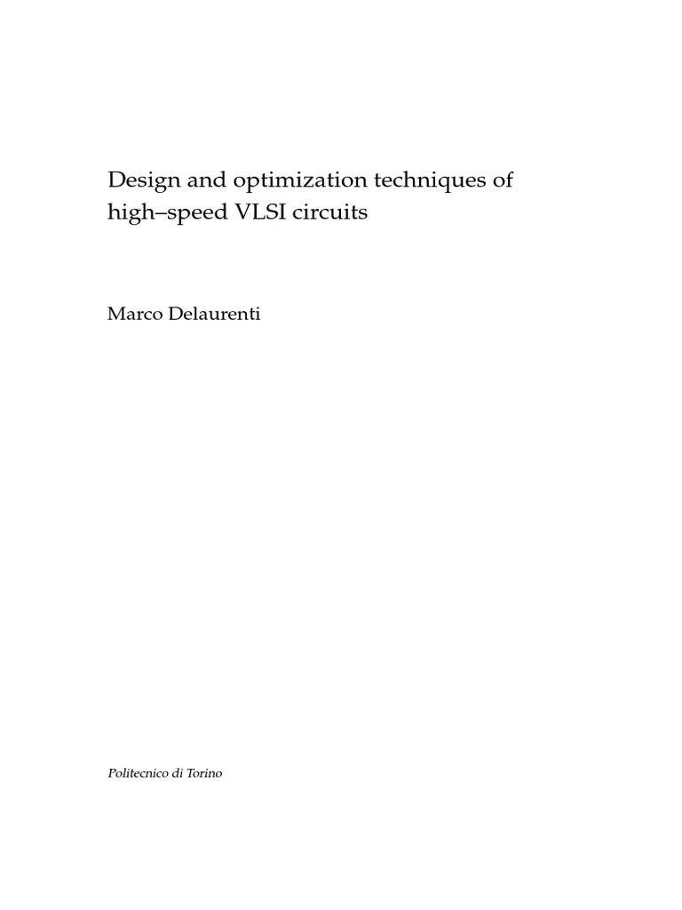 Design And Optimization Techniques Of High Speed Vlsi Circuit Pdf