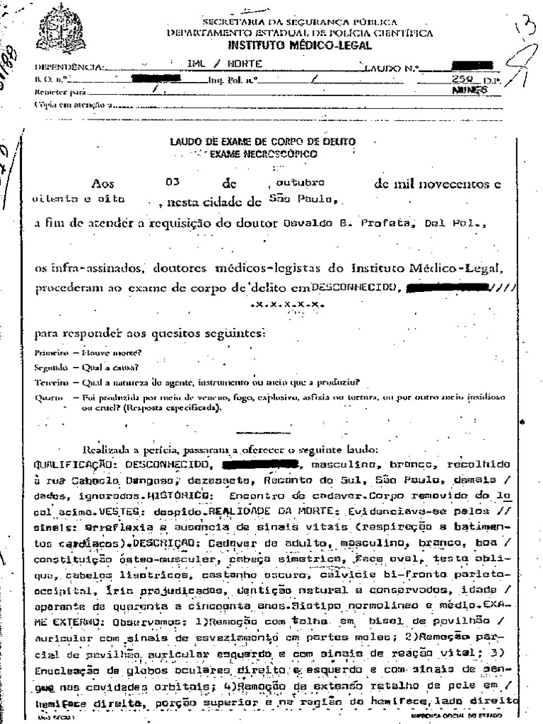 Brazil Alien Abduction Human Mutilation Autopsy Report | PDF | Home ...