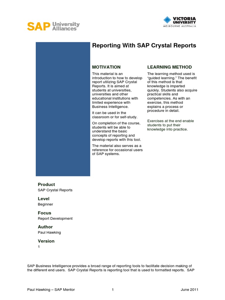 Reporting With Crystal Reports | PDF | Point And Click | Tab (Gui)