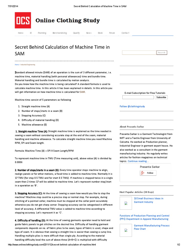 Secret Behind Calculation of Machine Time in SAM | PDF