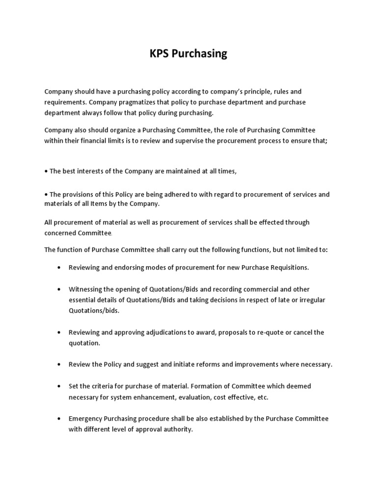 Assignment of Purchasing | Procurement | Supply Chain