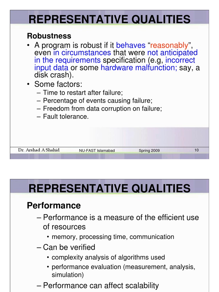 Representative Qualities: Robustness | PDF | Usability | User Interface