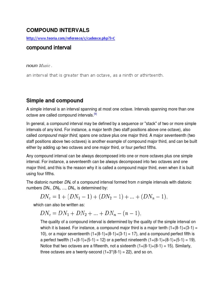 Compound Intervals | PDF | Interval (Music) | Harmony