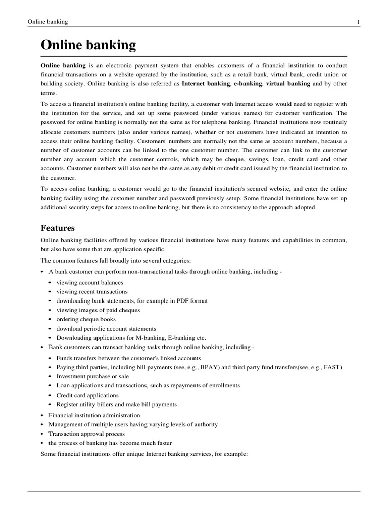 Online Banking | PDF | Online Banking | Banks & Banking