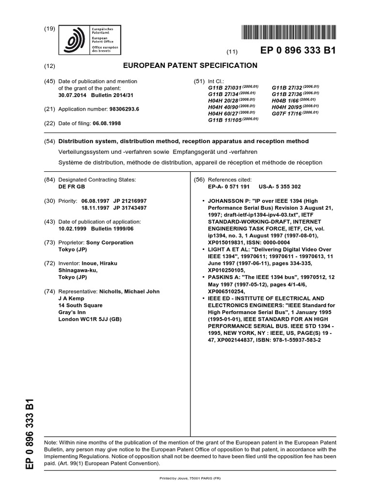TEPZZZ896 B - T: European Patent Specification | PDF | Compact Disc ...
