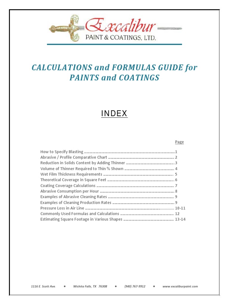 Paint & Coating Calculations Guide | PDF | Area | Nature