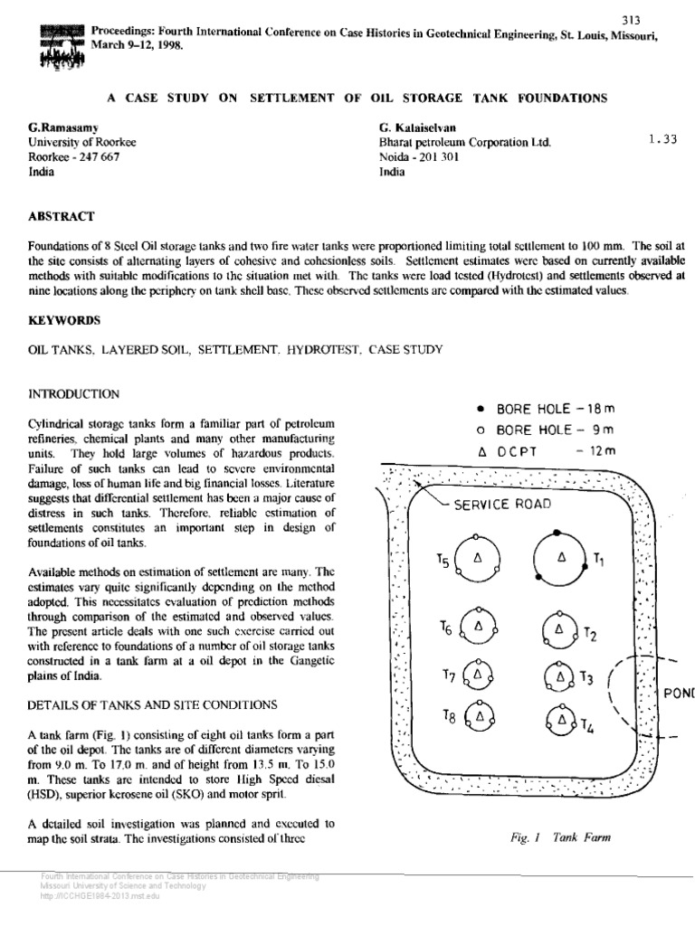 P 0336 - A Case Study On Settlement of Oil Storage Tank Foundations ...