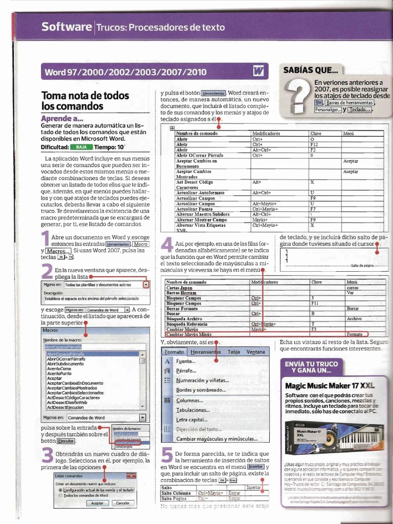 Lista de Comandos de Word | Microsoft Word | Software