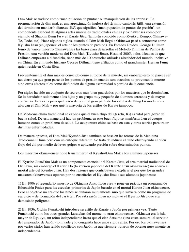 Dim Mak | PDF | Kárate | Artes marciales del este asiático