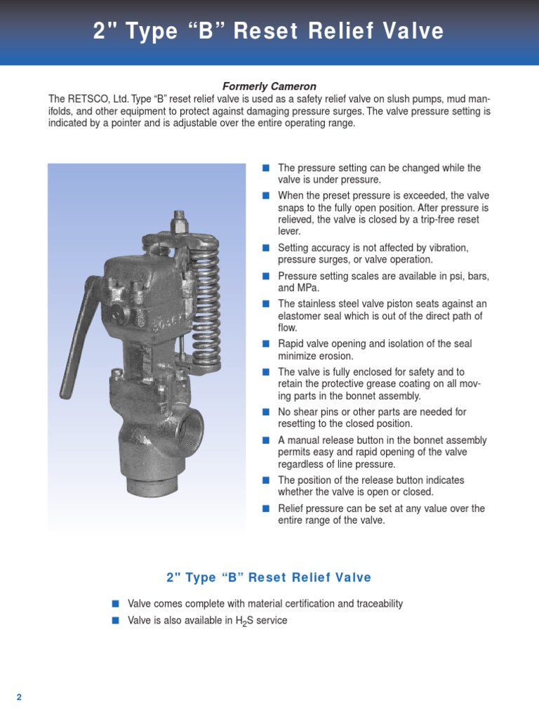 Retsco Type B Rrvalve | PDF | Valve | Bearing (Mechanical)