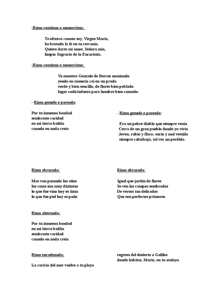 Tipos de Rimas | PDF