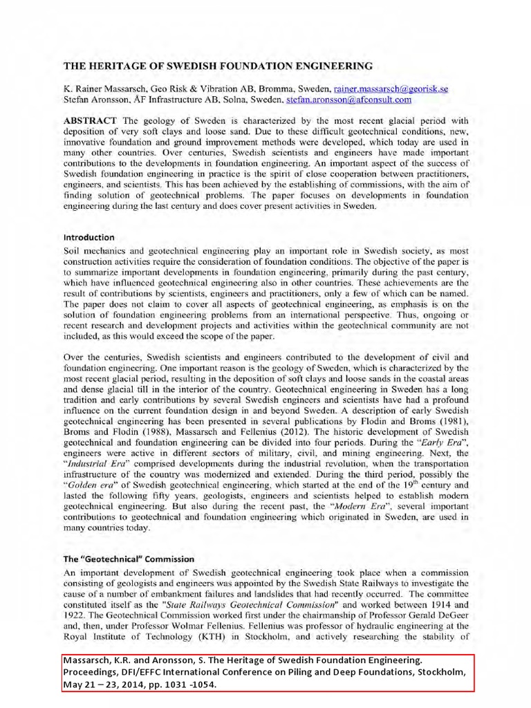 The Heritage of Swedish Foundation Engineering | PDF | Deep Foundation ...