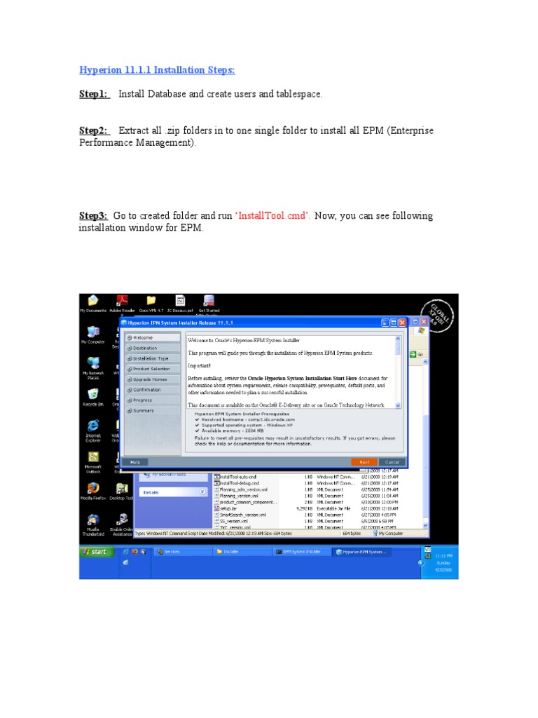 Step1: Install Database and Create Users and Tablespace.: Hyperion 11.1 ...
