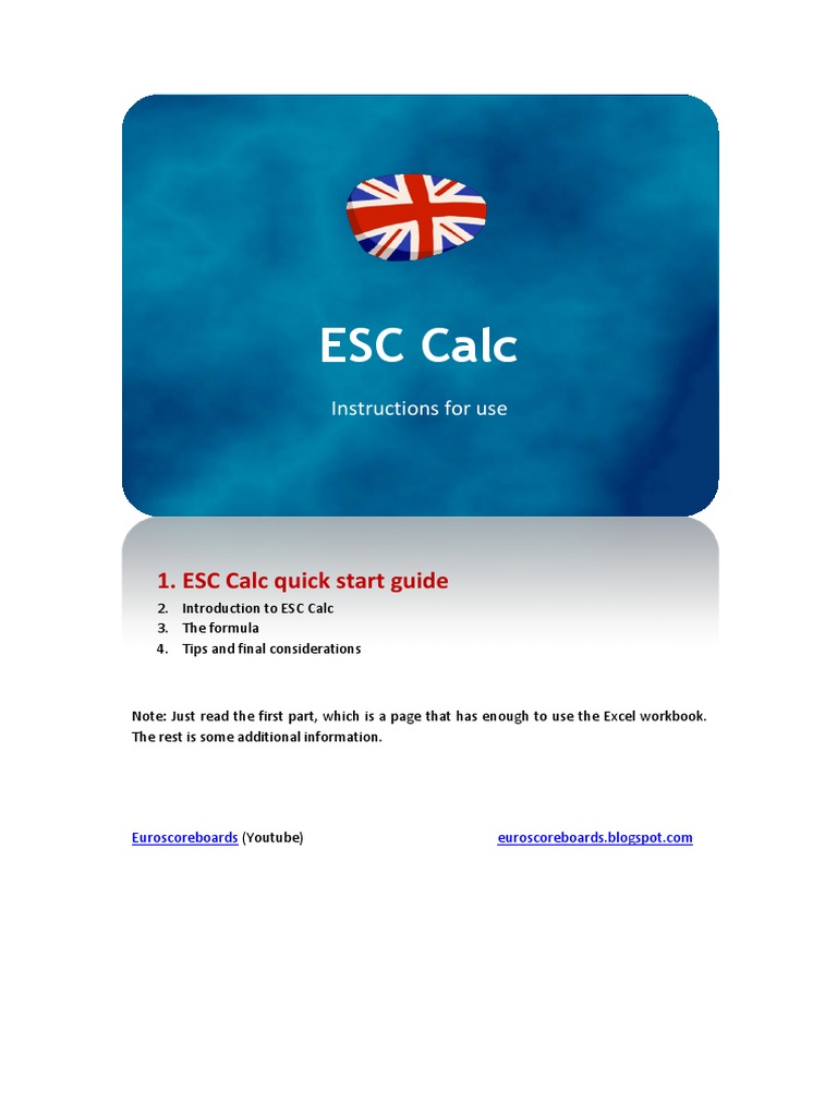 ESC Calc Generic Instructions (English) | PDF | Spreadsheet | Microsoft ...
