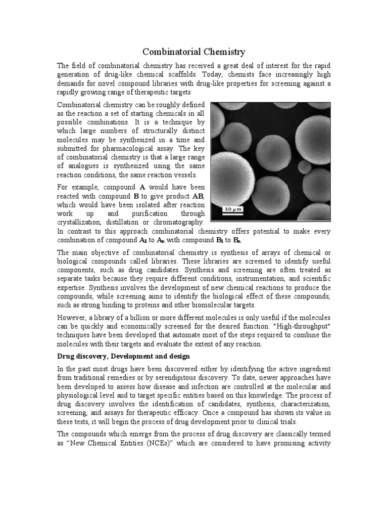 Definition and Applications of Combinatorial Chemistry | PDF | Drug ...