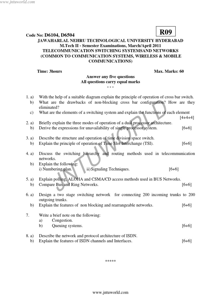 R09-Telecommunication Switching Systems and Networks | PDF