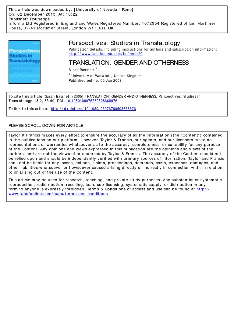 Translation, Gender and Otherness | PDF | Translations | Homer