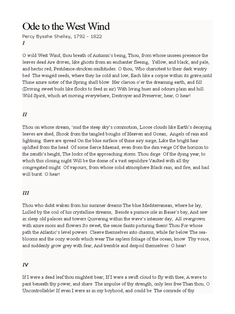 Ode To The West Wind | PDF | Nature