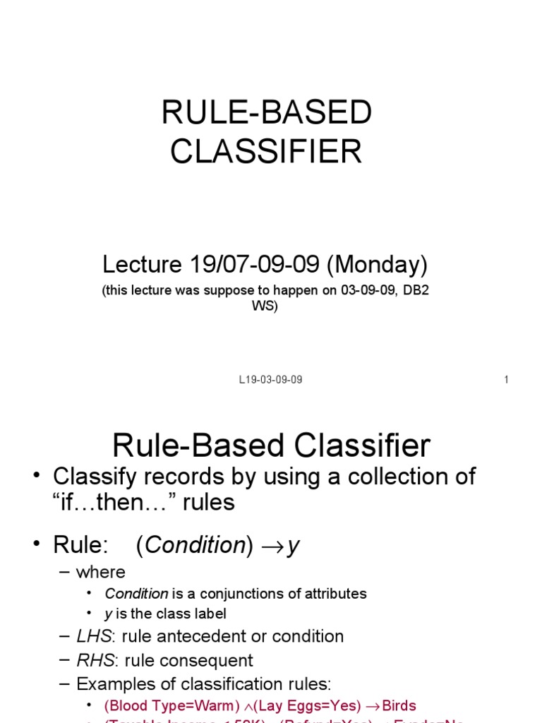 Rule Based Classifier | PDF | Reptile | Mammals