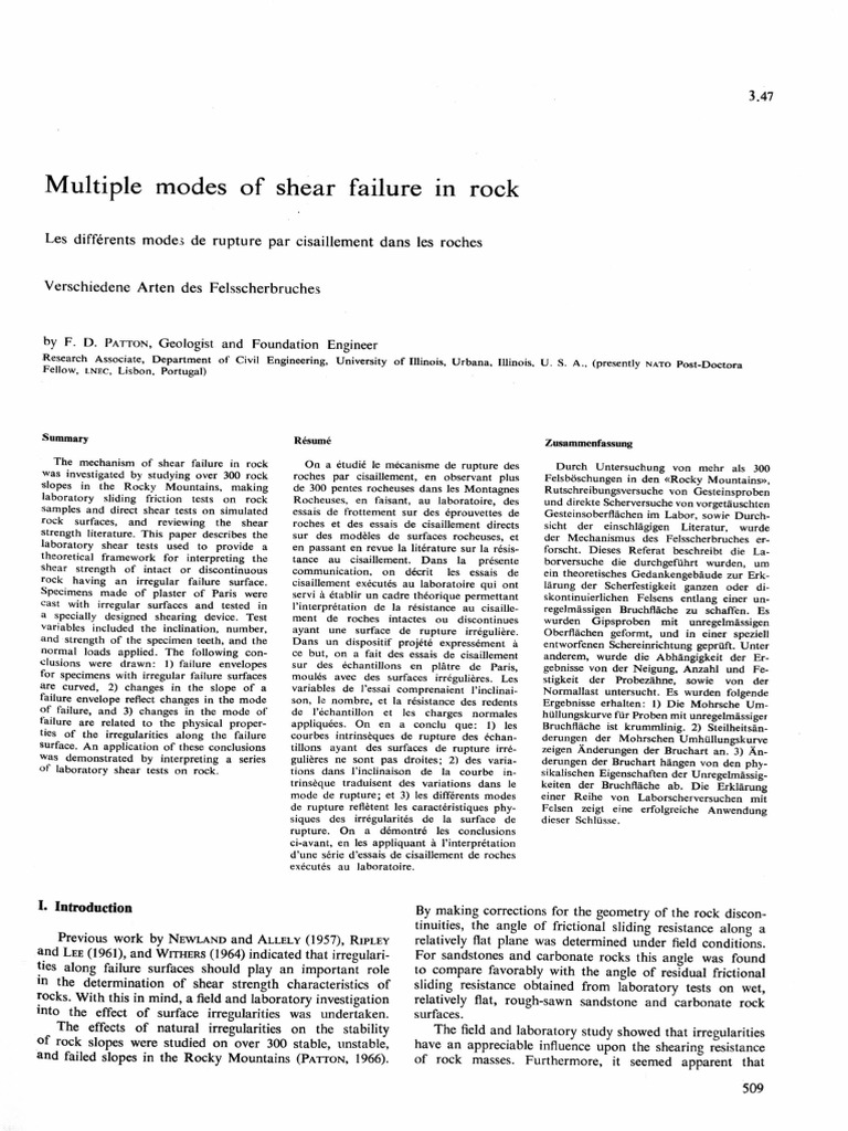 ISRM-1CONGRESS-1966-087 - Multiple Modes of Shear Failure in Rock | PDF ...