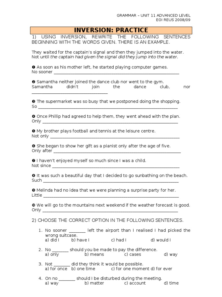 INVERSION EXERCISES[1]