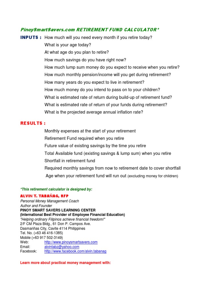 Pinoy Retirement Calculator | PDF