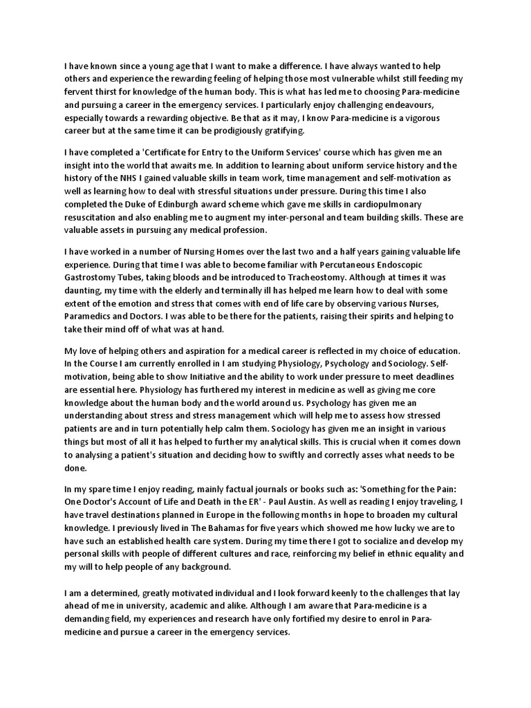 Personal Statement | Download Free PDF | Motivation | Motivational