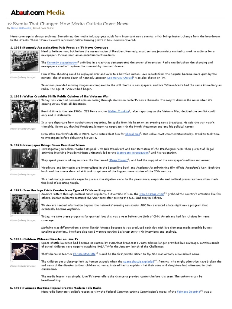 12 Events That Changed How Media Outlets Cover News | PDF