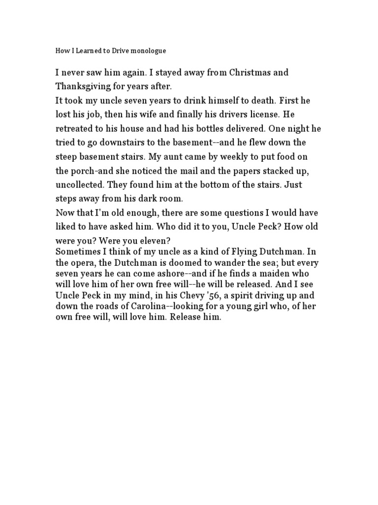 How I Learned to Drive Monologue