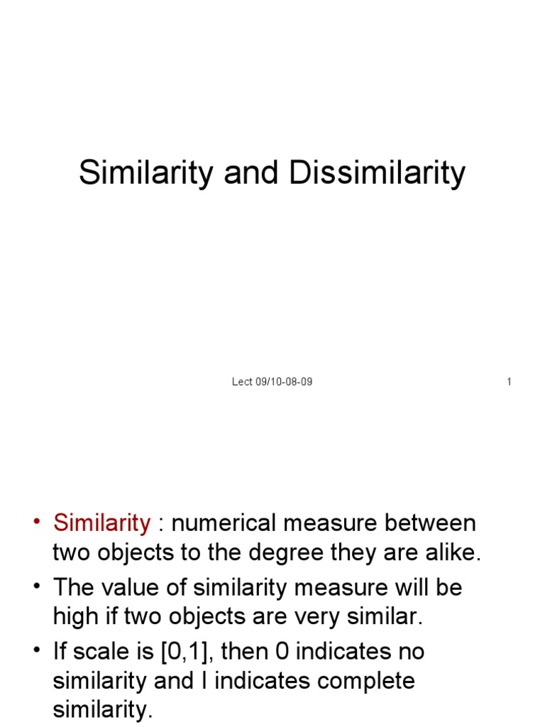 Similarity and Dissimilarity | PDF | Norm (Mathematics) | Correlation ...
