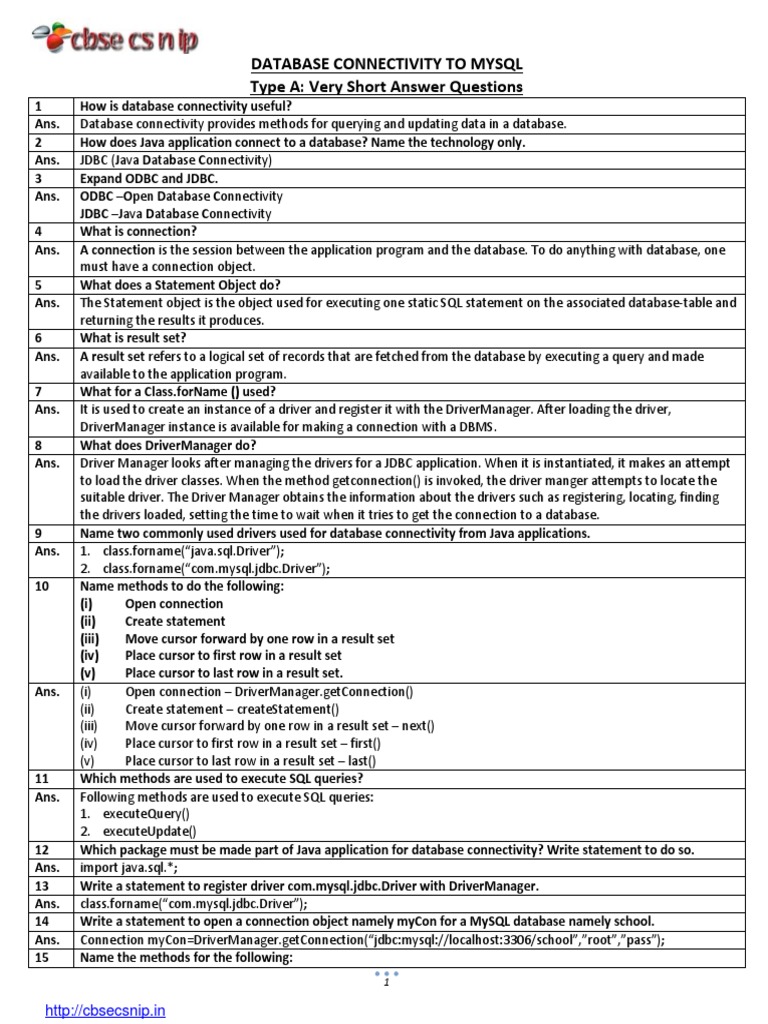 JDBC Solved Assignment Java Database Connectivity To Mysql | PDF | Databases | Sql