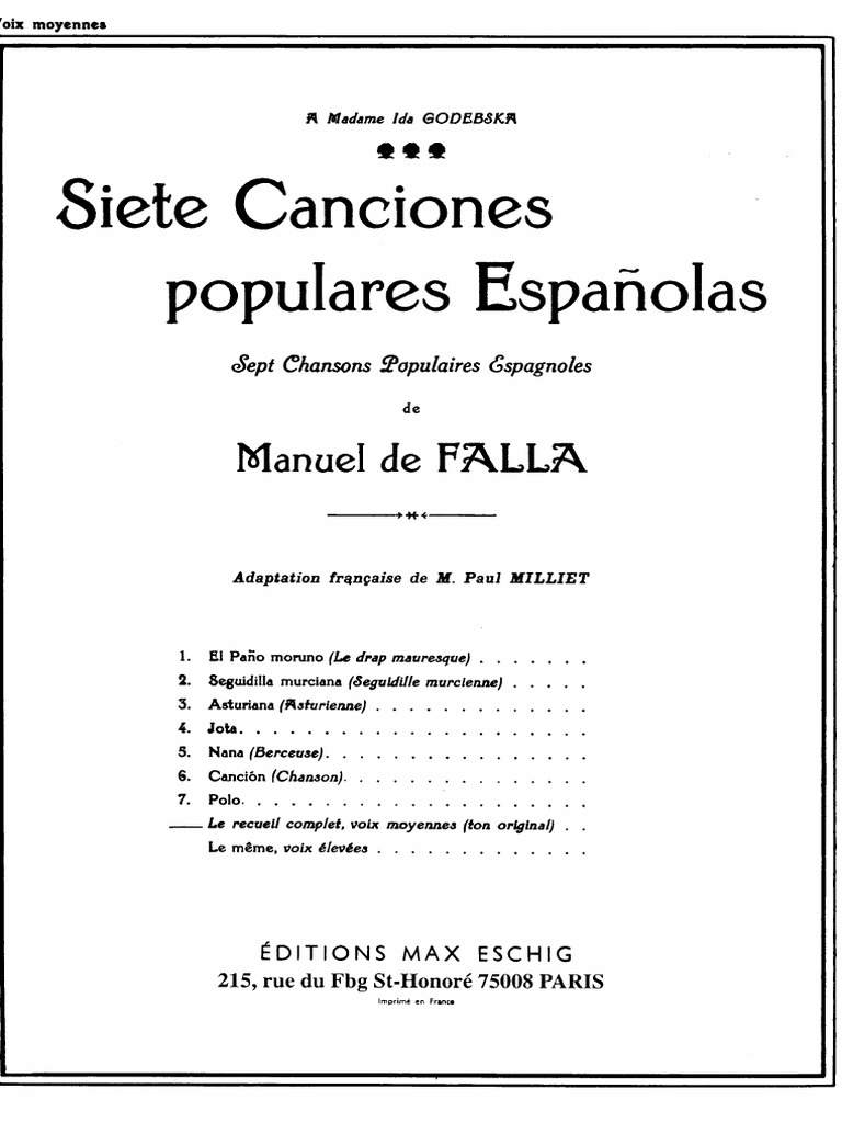 Manuel de Falla - Siete - Canciones - Populares - Espanolas | PDF