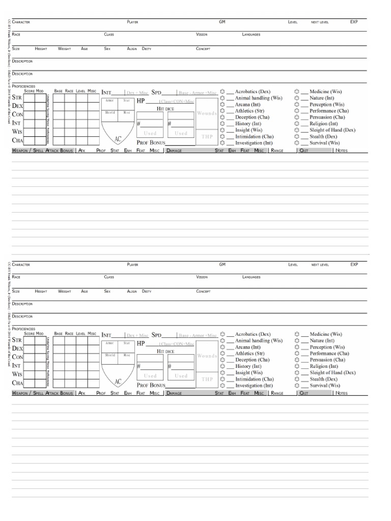Printable Stat Blocks 5e - Printable Word Searches