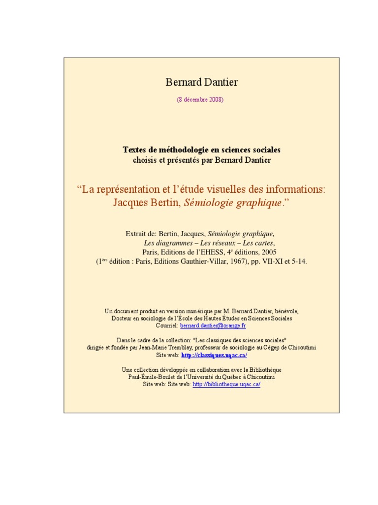 Semiologie Graphique Jacques Bertin | PDF | la perception | Temps