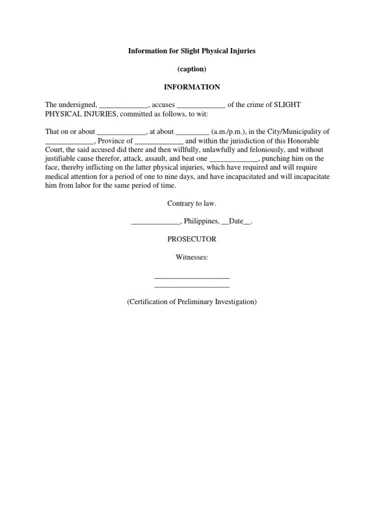 Slight Physical Injury Case Overview | PDF | Law