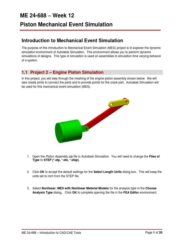 Week 12 - Project 2 - Piston Mechanical Event Simulation | PDF ...
