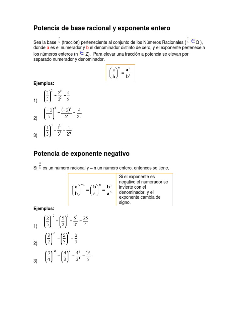 Hoja De Trabajo De Exponente Racional
