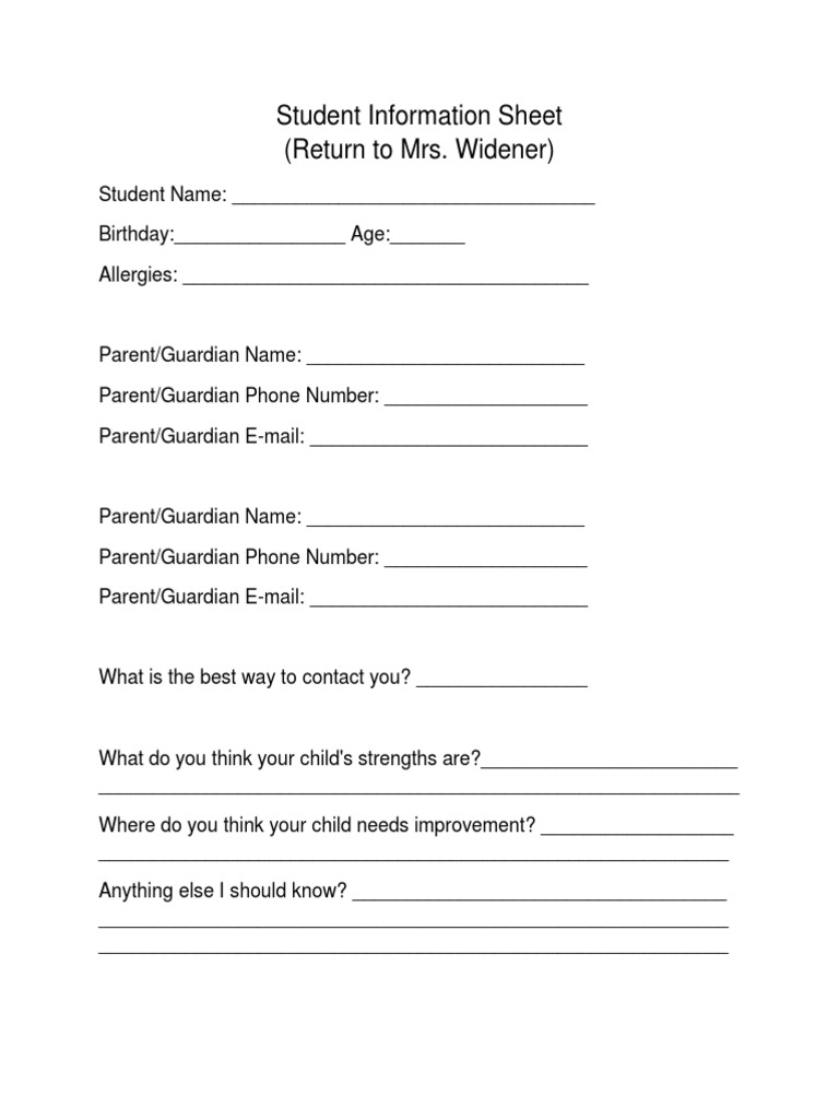 Student Information Sheet | PDF