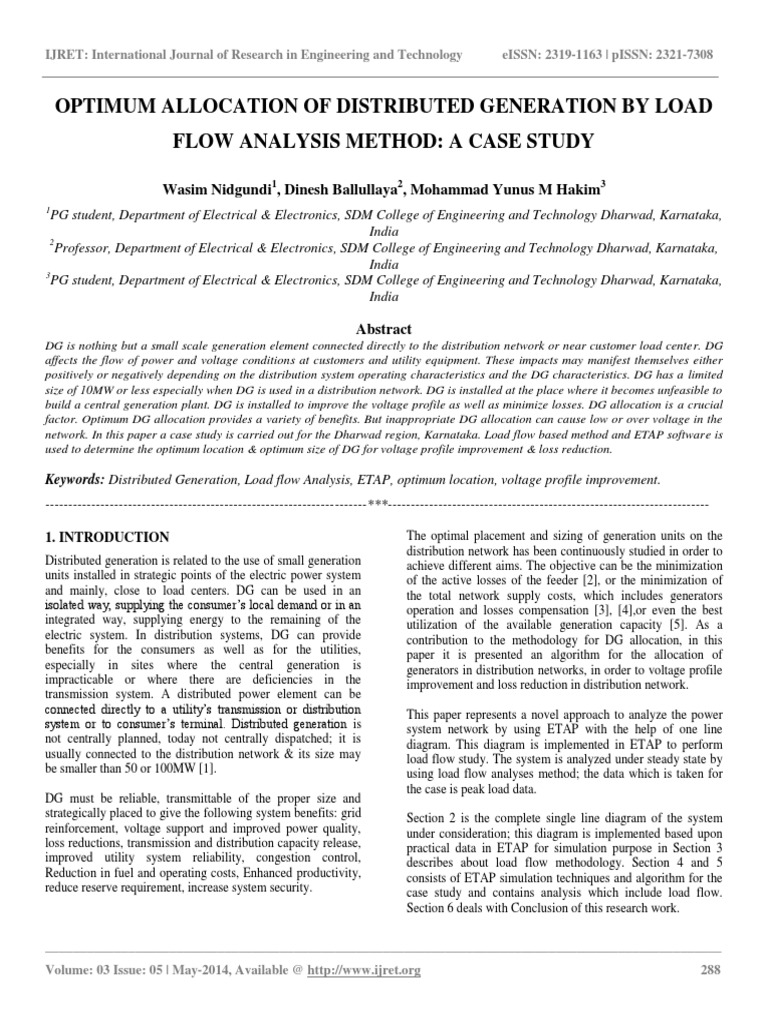 Optimum DG Allocation via Load Flow Analysis | PDF | Electric Power ...