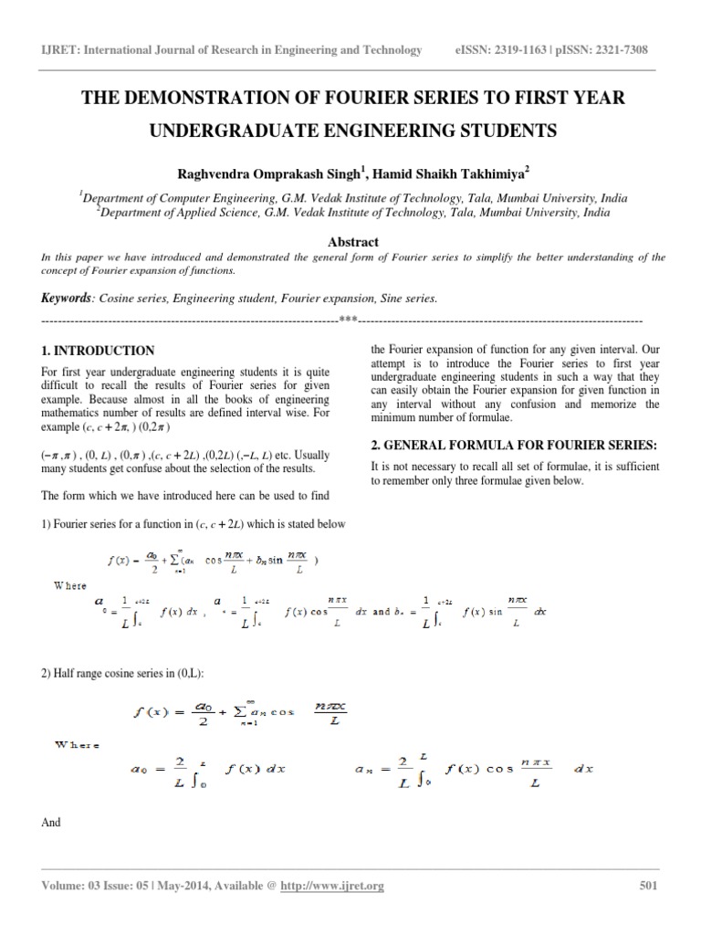 The Demonstration of Fourier Series To First Year Undergraduate ...