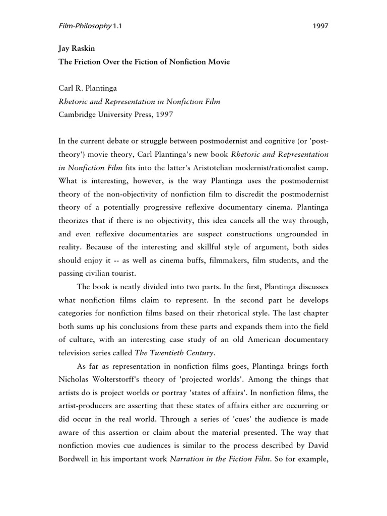 Rhetoric and Representation in Nonfiction Film: Jay Raskin The Friction ...