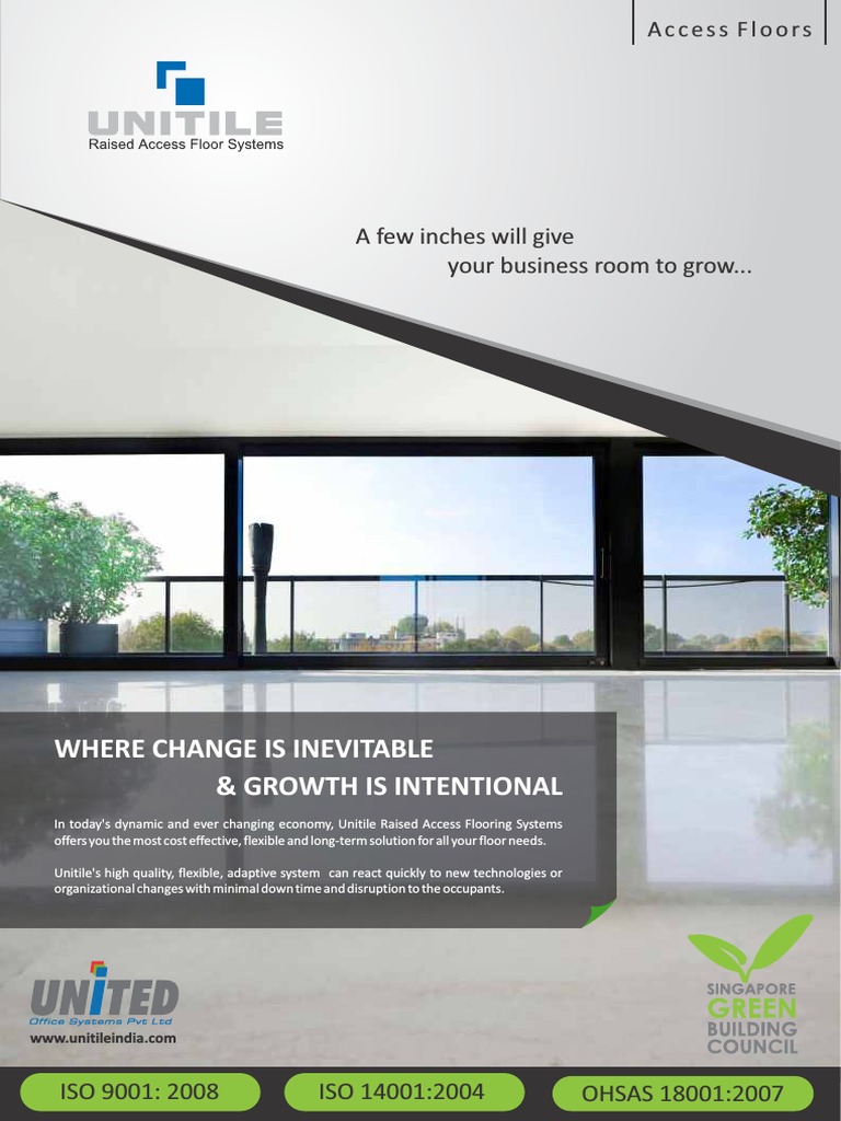 Raised Access Floor - Unitile India - Profile | PDF | Data Center | Green Building