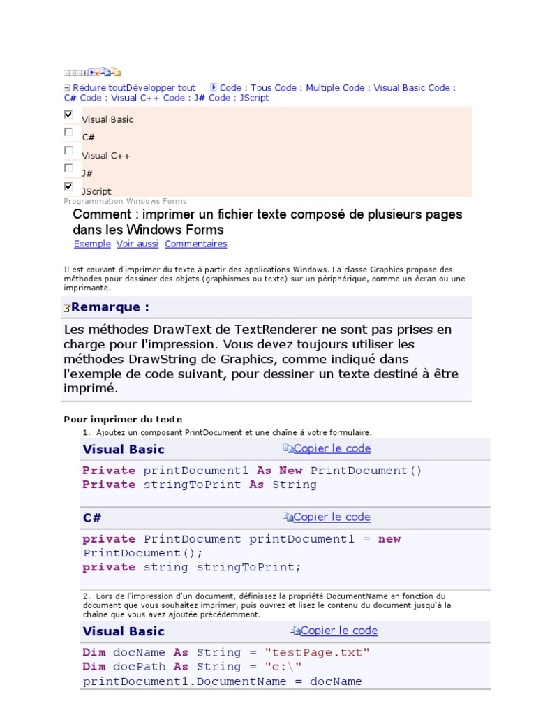 Imprimer Un Fichier Texte Composé de Plusieurs Pages Dans Les Windows ...