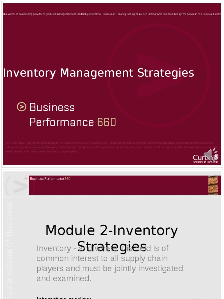 Inventory Management Strategies | PDF | Global Business Organization ...