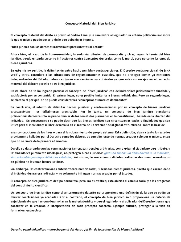 CONCEPTO MATERIAL DEL DELITO Roxin | PDF | Derecho penal | Delito