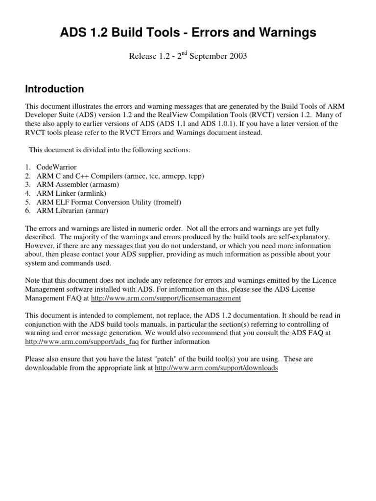 ADS Errors and Warnings | PDF | C (Programming Language) | C++