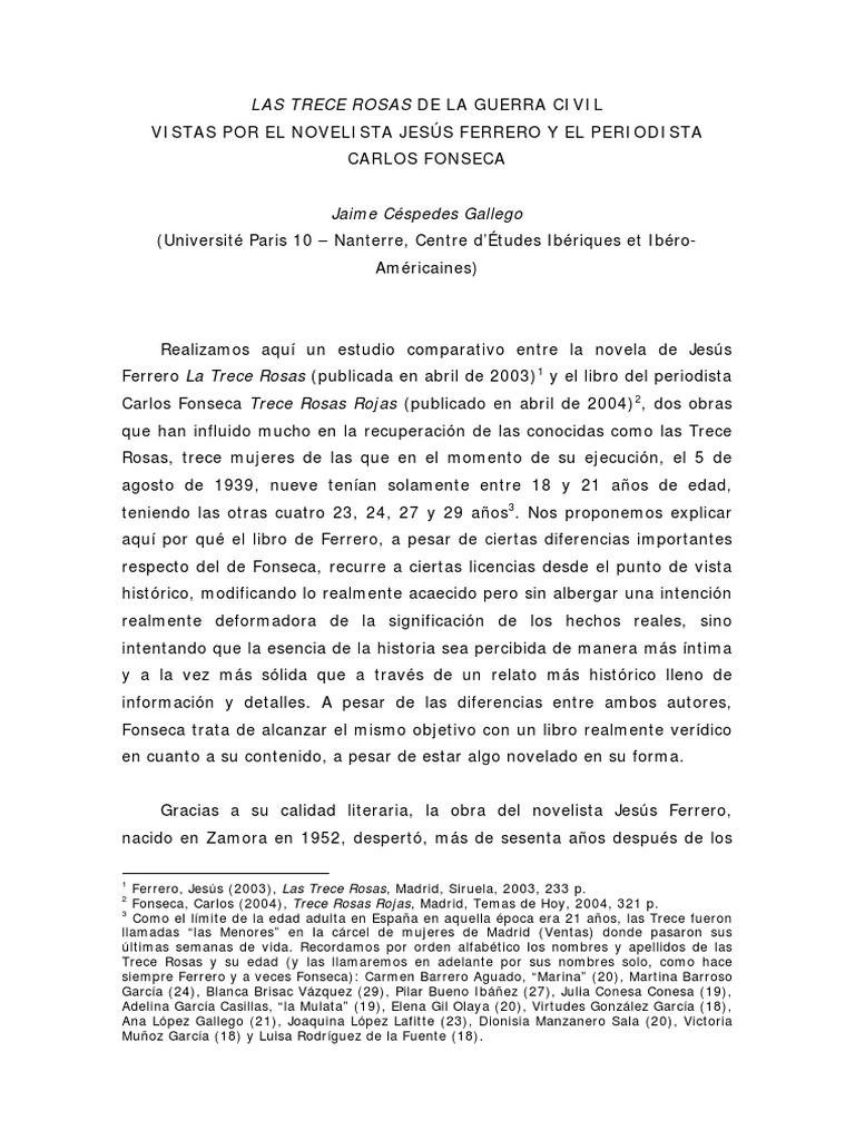 Análisis de "Las Trece Rosas" | PDF | Science | Ciencia filosófica