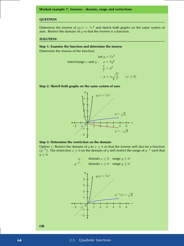 Inverses of Quadratic Functions Explained | PDF | Computers
